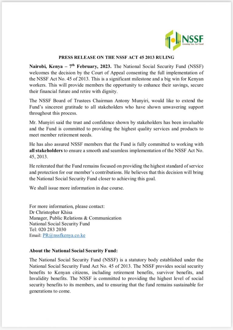 Latest News & Events – NSSF Kenya