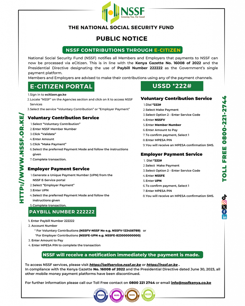 E-CITIZEN Contribution Procedures – NSSF Kenya